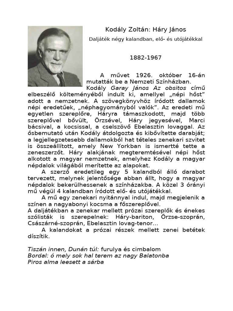 Kodály Zoltán Háry János | PDF