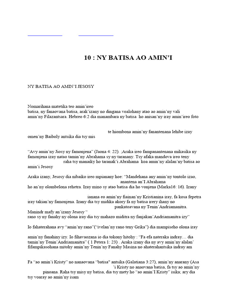 Malagasy Bible Basics | PDF