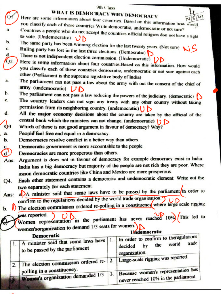 class 9th social science (what is democracy.......) | PDF