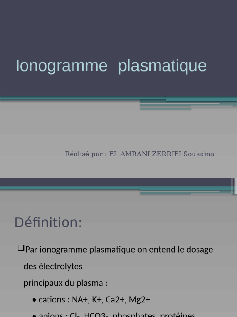 Ionogramme Plasmatique | PDF | Spécialités médicales
