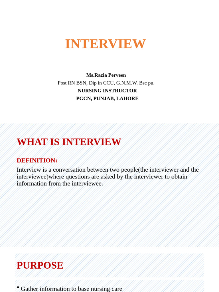 Nursing Interview Techniques and Principles | PDF | Communication ...