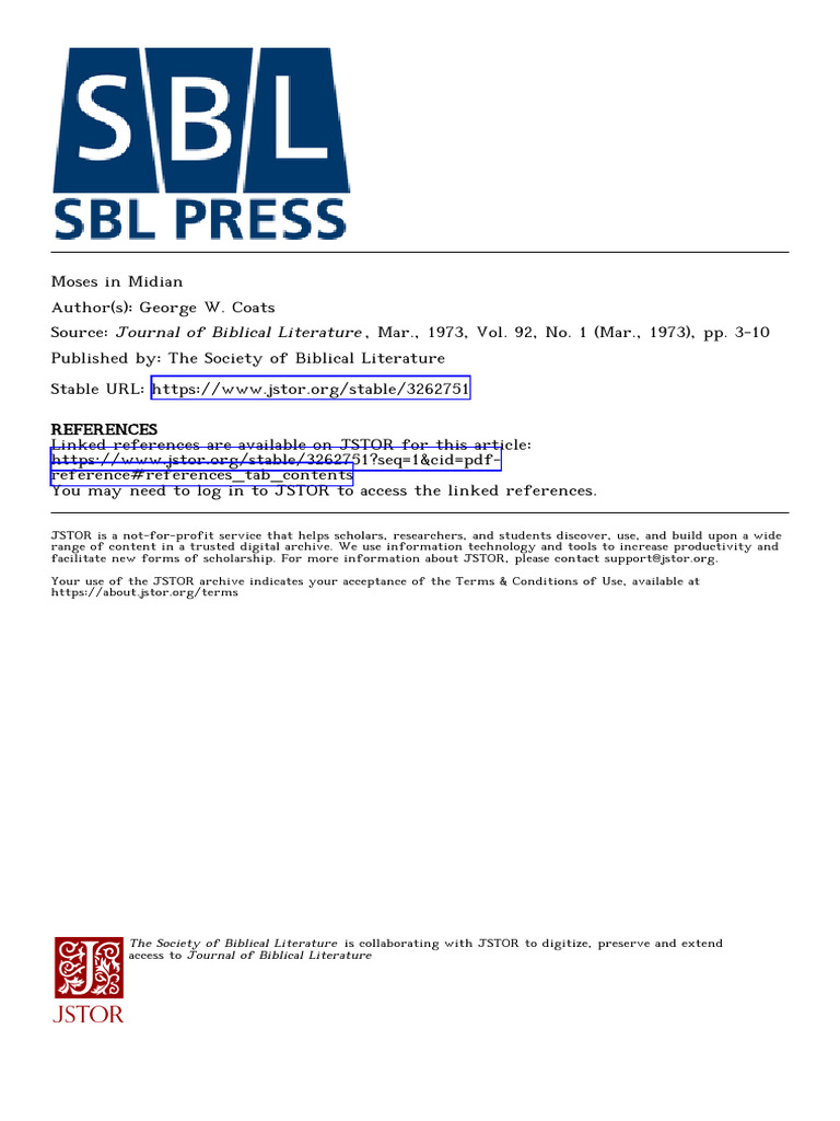 George W. Coats, Moses in Midian | PDF | Book Of Exodus | Moses