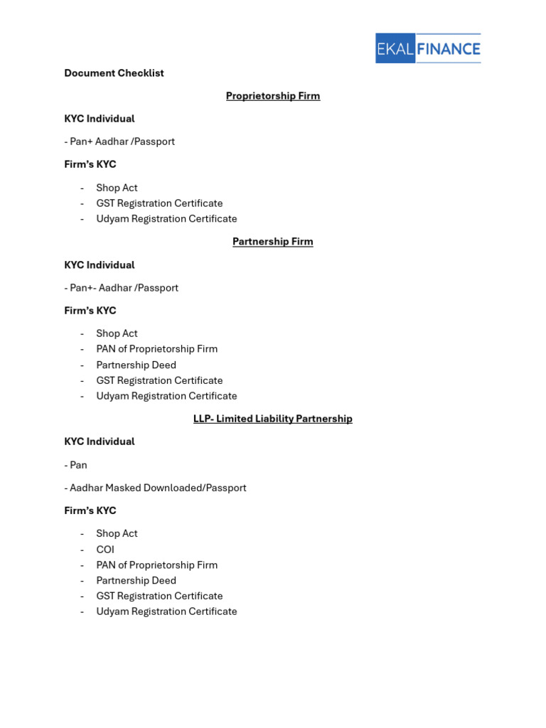 Document Checklist | PDF