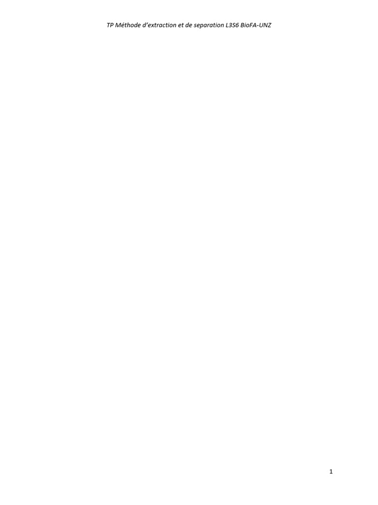 TP Méthode D'extraction Et de Séparation | PDF | Chromatographie | Huile essentielle