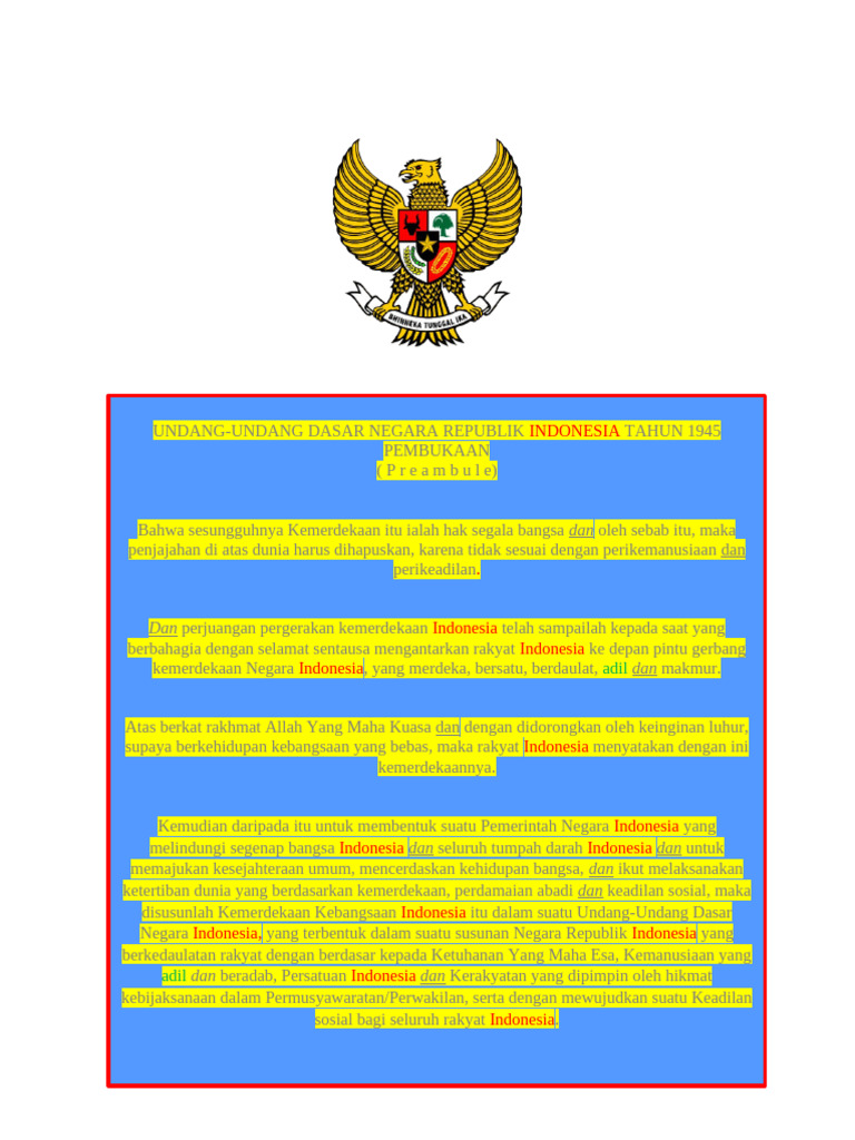 Pembukaan UUD 1945: Naskah Asli | PDF