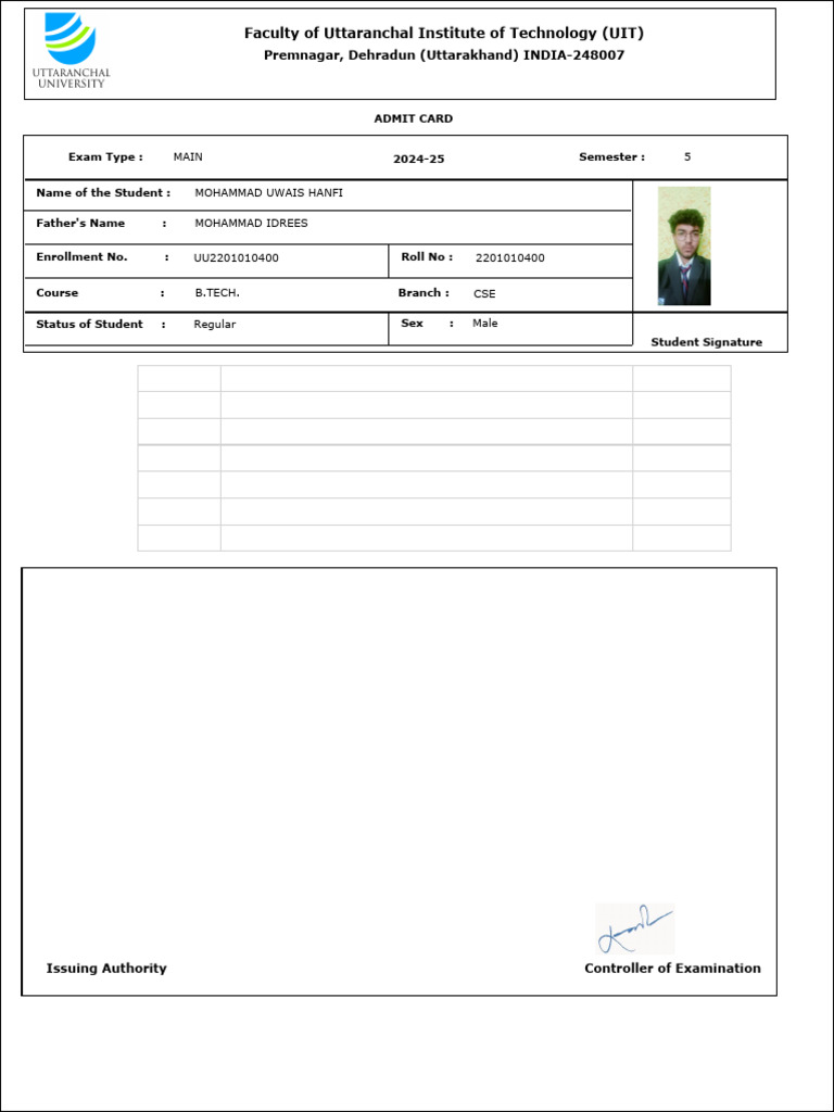 B.Tech Admit Card Guidelines for CSE Students | PDF | Computing