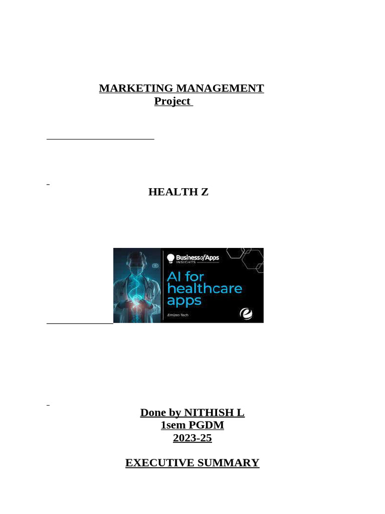 Marketing Project Pdf Health Care Artificial Intelligence