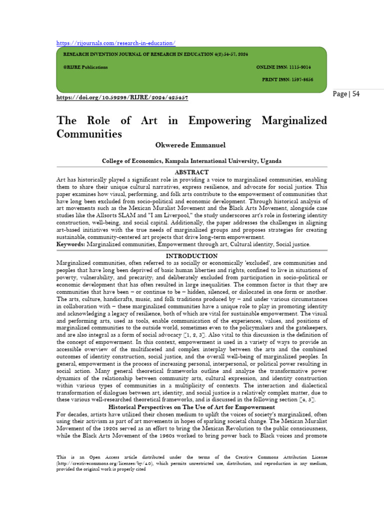 The Role of Art in Empowering Marginalized Communities (WWW - Kiu.ac ...
