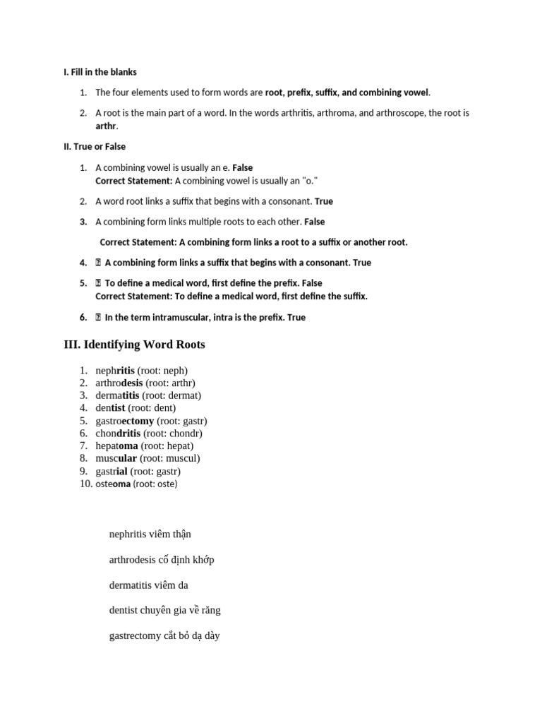 Medical Word Structure Basics | PDF