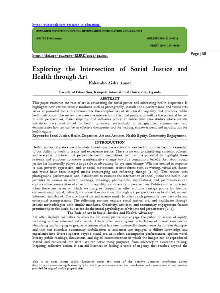 Exploring The Intersection of Social Justice and Health Through Art ...