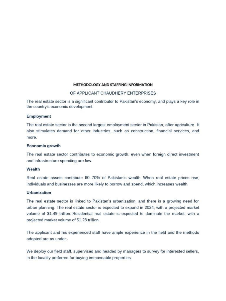 METHODOLOGY AND STAFFING INFORMATION | PDF | Market (Economics) | Real ...