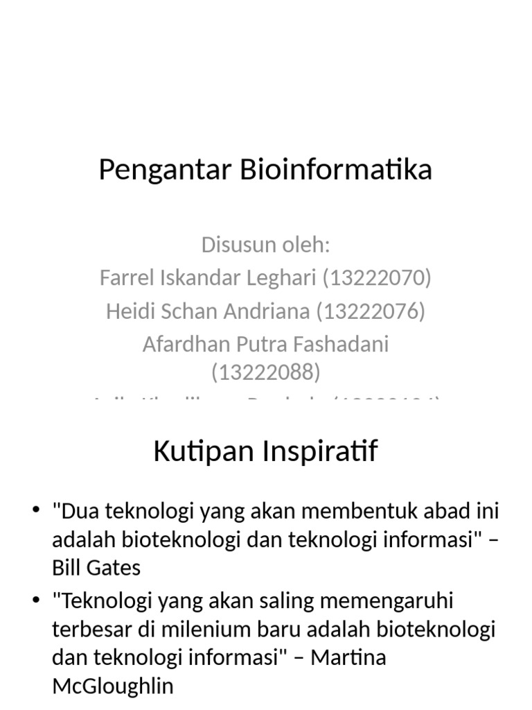 Pengantar Bioinformatika Lengkap | PDF