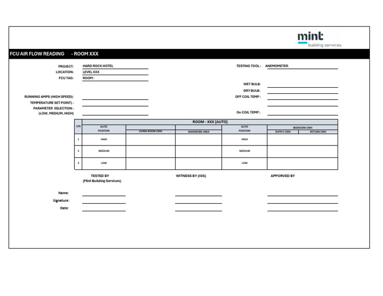 Copy of HRH-FCU AIR FLOW MEASUREMENT2 - UPDATE | PDF