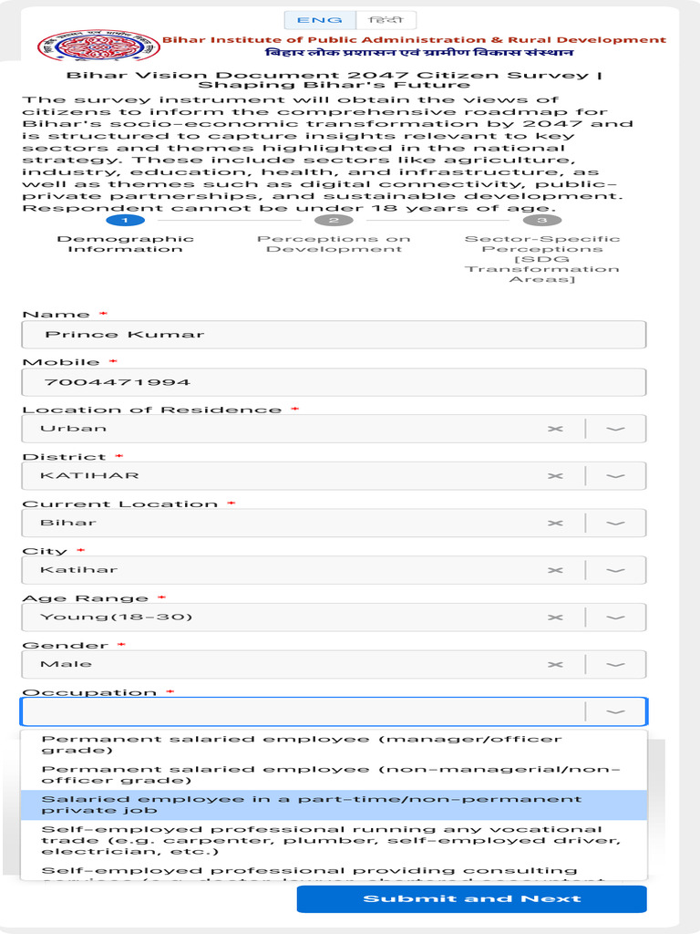 Bihar 2047 Citizen Survey | PDF