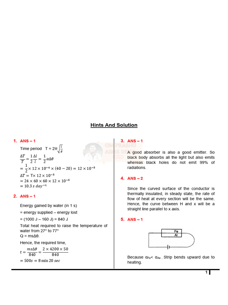 CB-07(Thermal Physics Sol) (1) | PDF | Electromagnetic Radiation | Physics