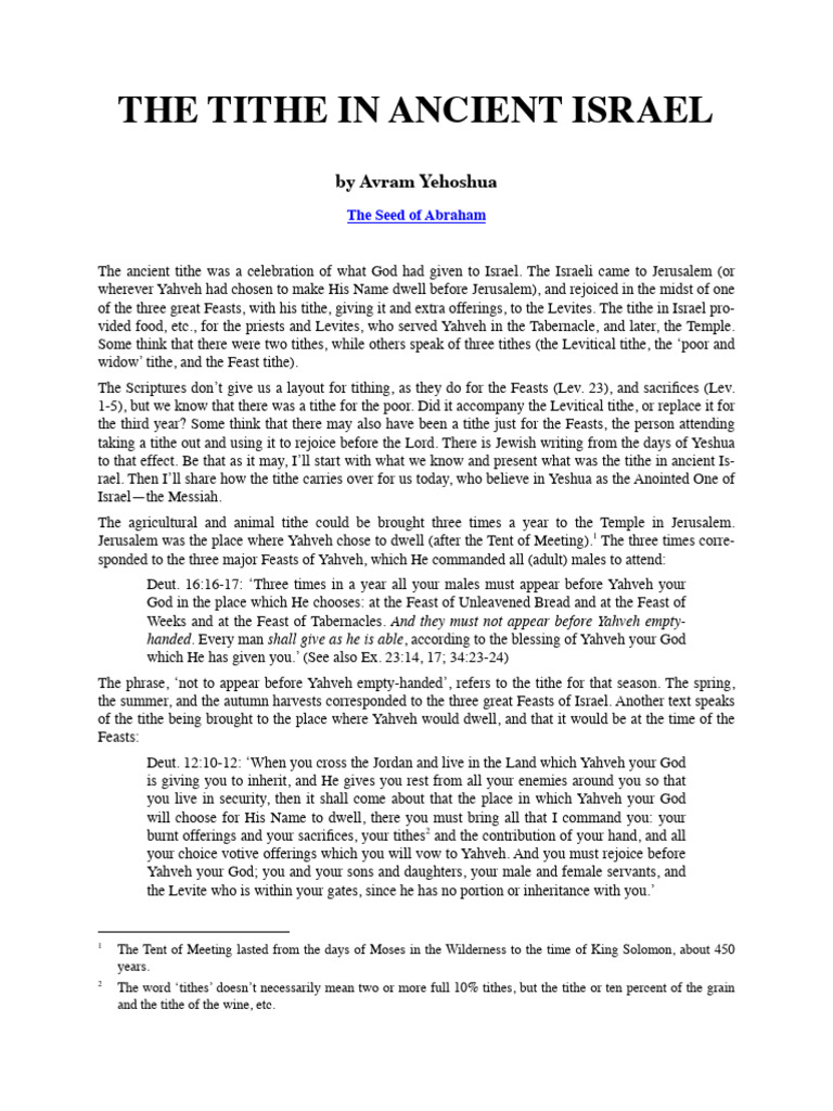 The Tithe in Ancient Israel 1 | PDF | Jesus | Aaron