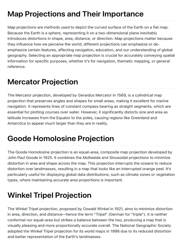 5 Map Projections and Their Importance | PDF | Map | Geography
