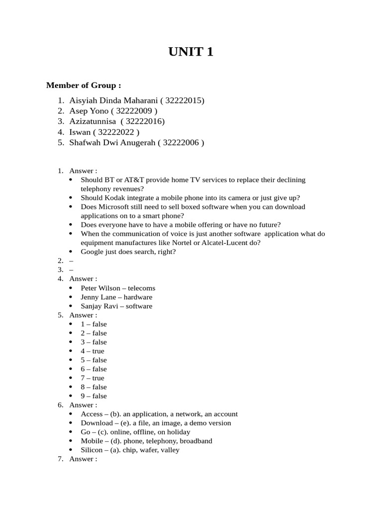 UNIT 1 Answers | PDF | Internet | Voice Over Ip