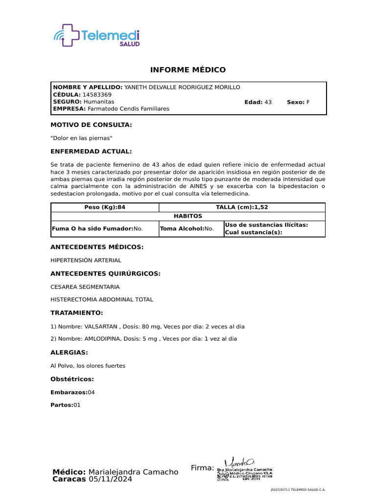 Yaneth Rodriguez Informe | PDF