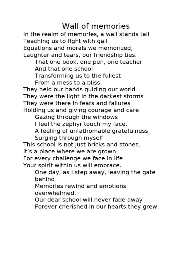 School Memories and Gratitude Poem | PDF