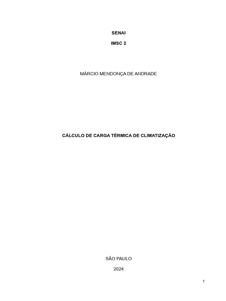 Cálculo de Carga Térmica para Climatização | PDF | Transferência de ...