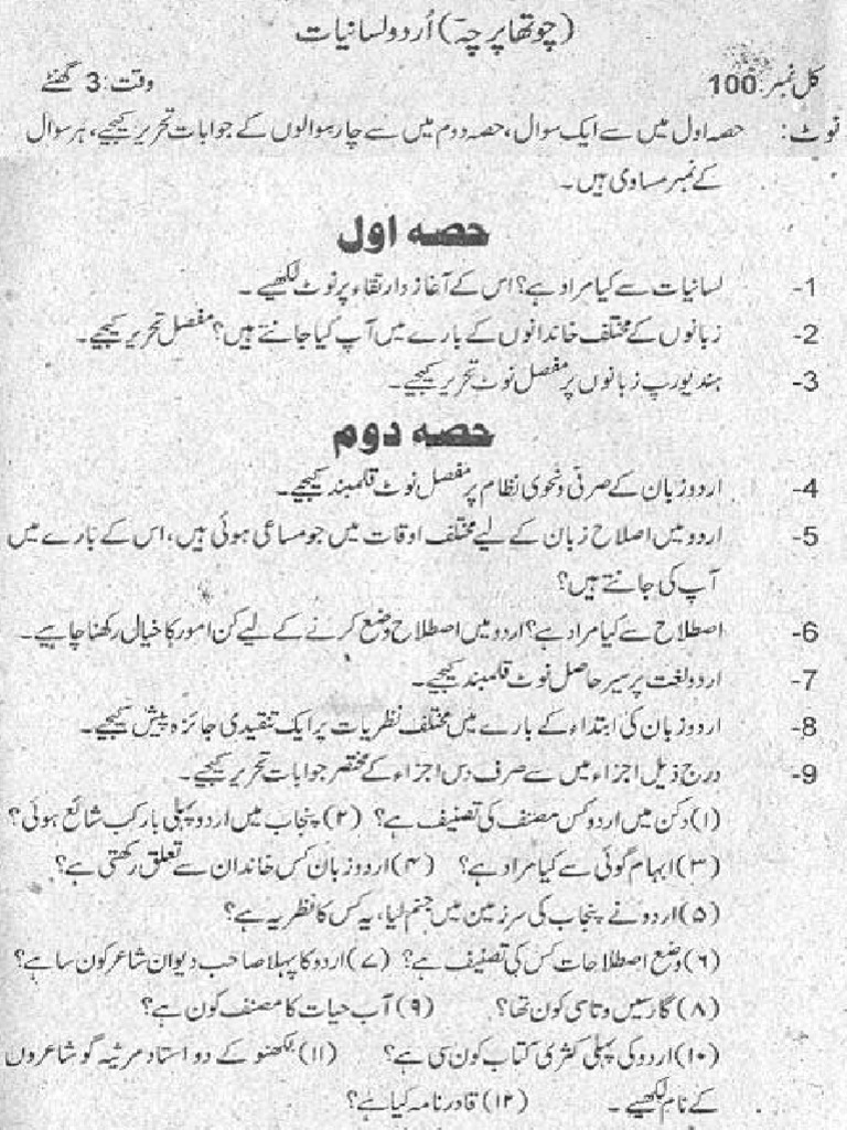 M.A Urdu (Urdu Lasaniat) Part II | PDF