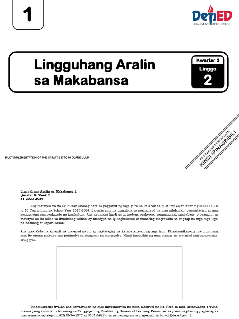 LE Makabansa1 Q3 Week2 v2 | PDF