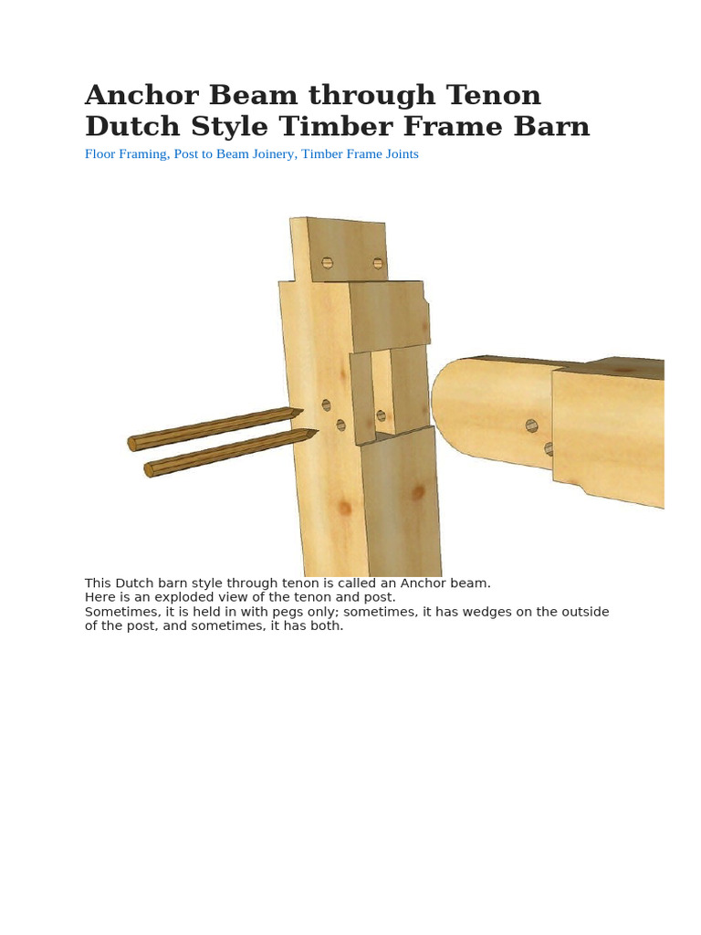 Anchor Beam Through Tenon Dutch Style Timber Frame Barn | PDF