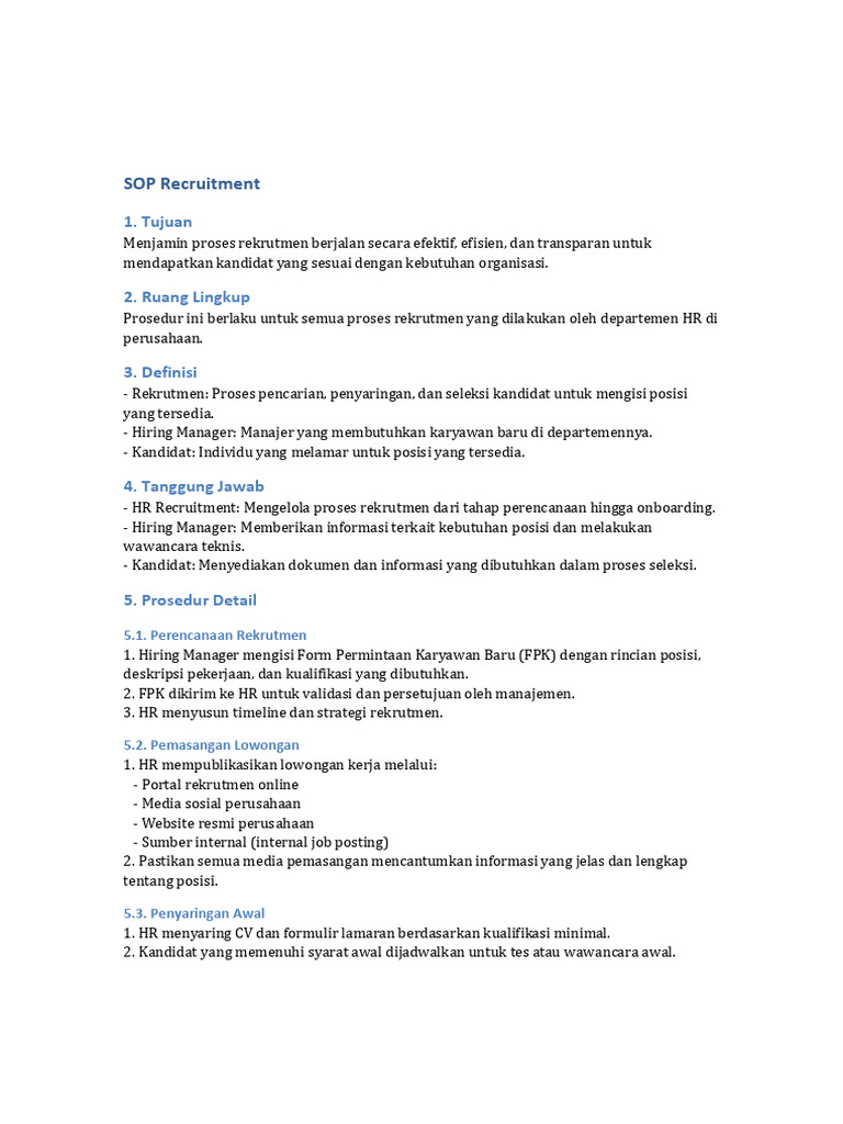 SOP_Recruitment | PDF