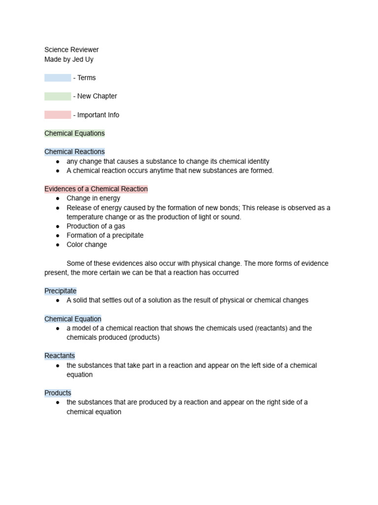 2nd Quarter Science Reviewer | PDF | Gases | Mole (Unit)