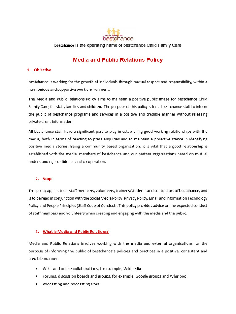 Media and Public Relations Policy and Procedure Approved 30-08-2017 ...