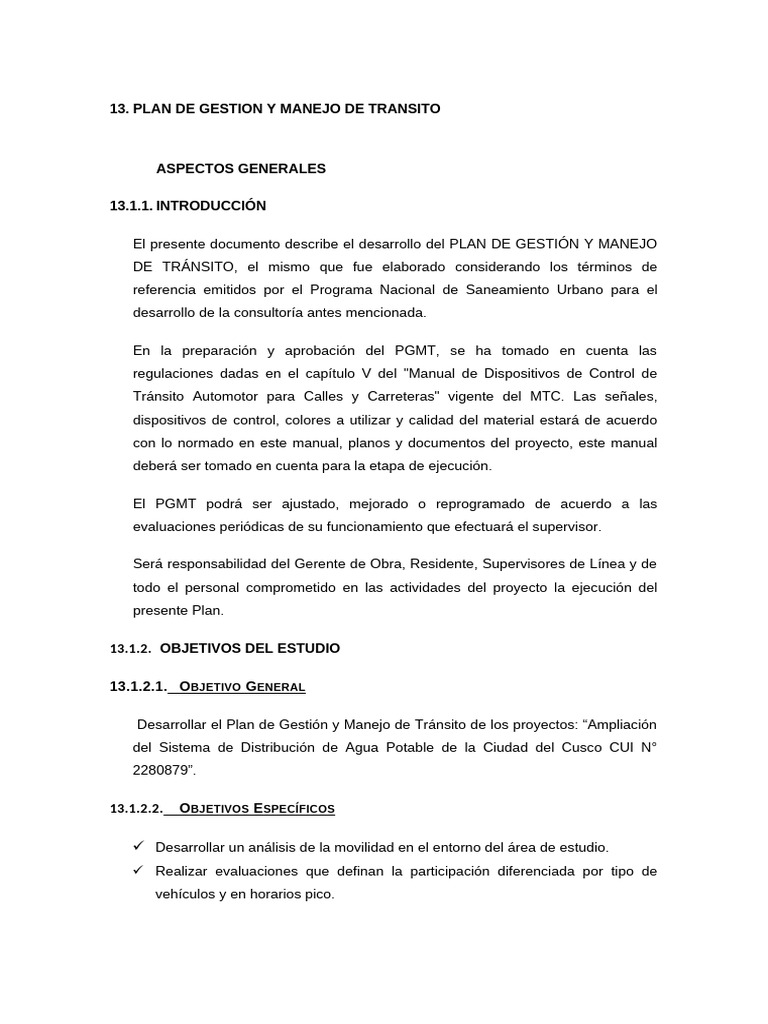 Plan de Gestion y Manejo de Transito | PDF | Tráfico | Seguridad vial