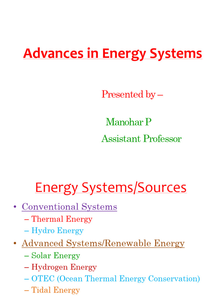 Advances in Energy Systems | PDF | Solar Energy | Fuel Cell