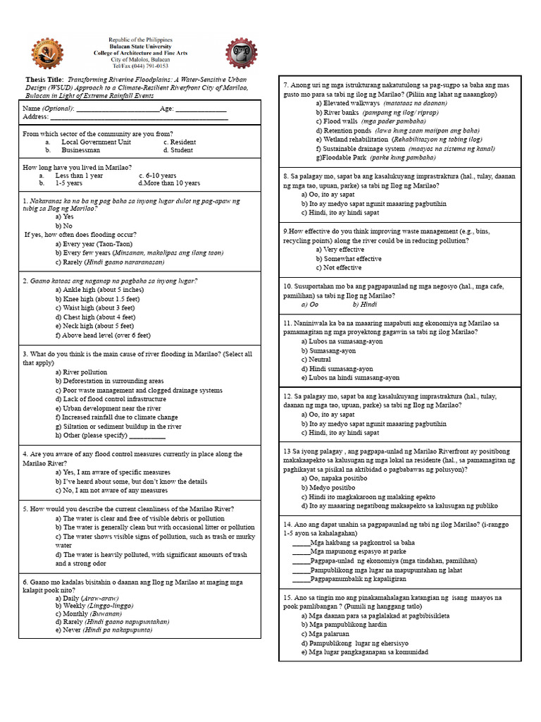 One Page On Site Survey | PDF