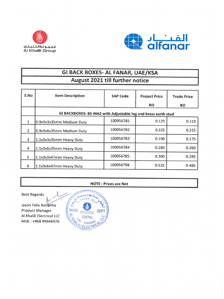 Al Fanar Gi Box Price | PDF