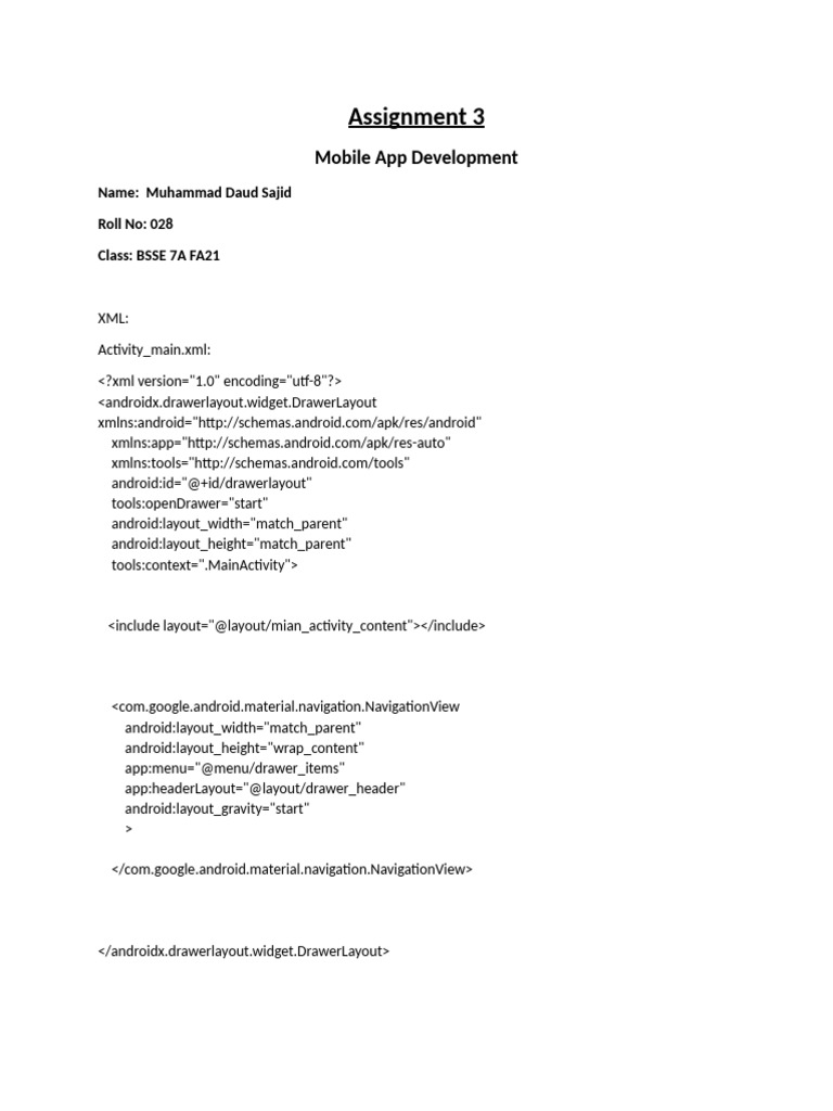 Mobile application Assignment 3 | PDF | Software | Android (Operating System)