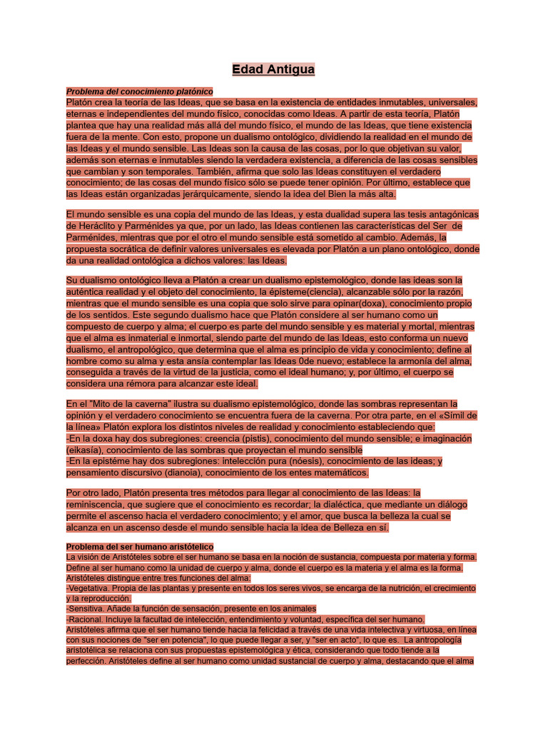 Resumen Global Filosofía | PDF | Platón | Conocimiento