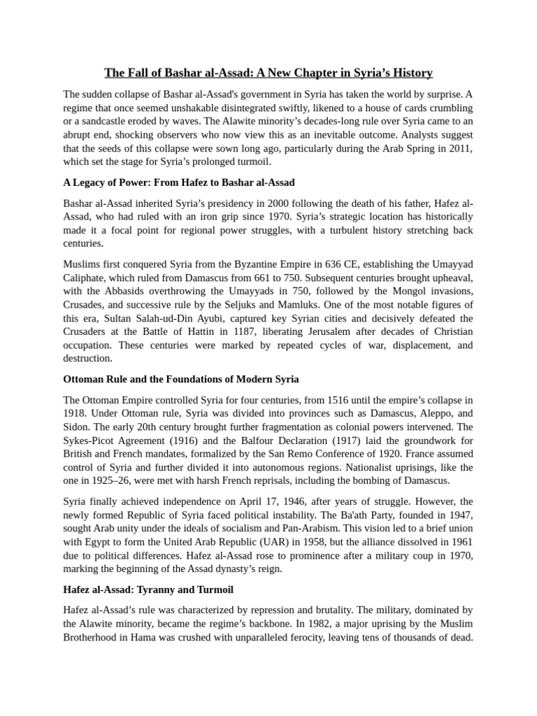 The Fall of Bashar Al Assad | PDF | Syria | Bashar Al Assad