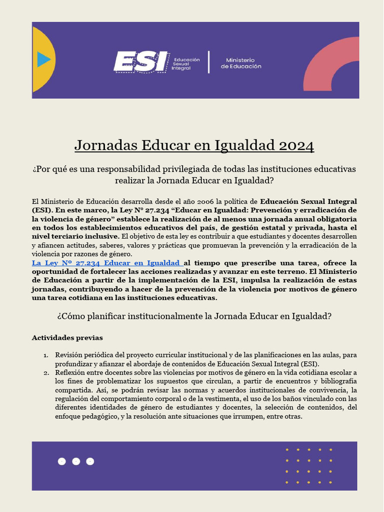Jornada Educar en Igualdad 2024 | PDF