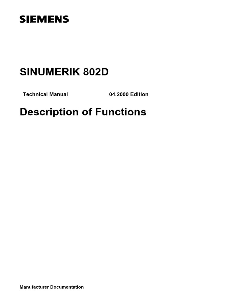 Sinumerik 802D: Technical Manual 04.2000 Edition | PDF | Trademark | Function (Mathematics)