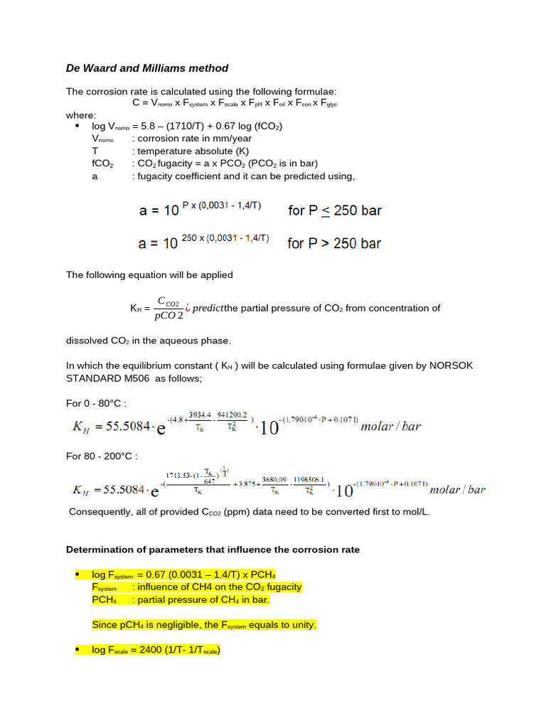 De Waard and Milliams Method | PDF | Carbon Dioxide | Physical Sciences