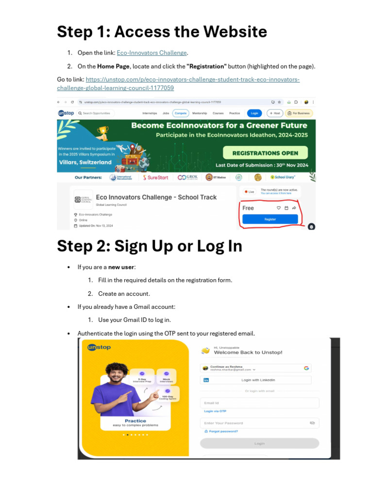 Ideathon Registration and Proposal Submission Steps | PDF