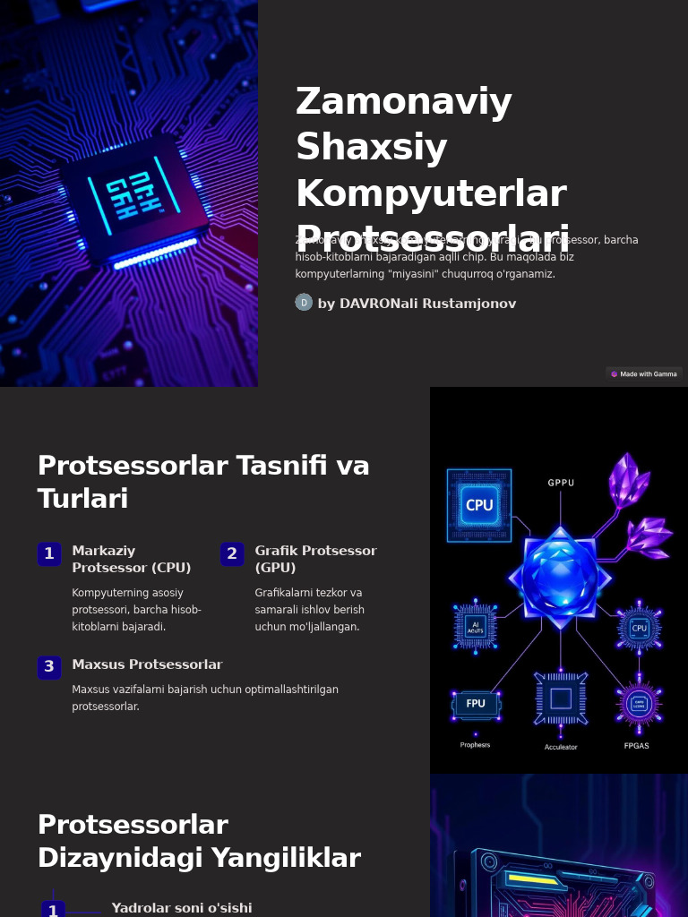 Zamonaviy Shaxsiy Kompyuterlar Protsessorlari | PDF