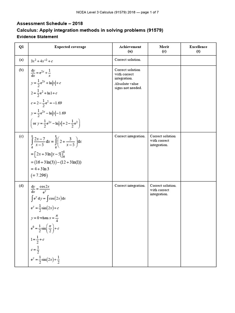 NCEA Level 3 Calculus Assessment 2018 | PDF | Mathematical Physics | Analysis