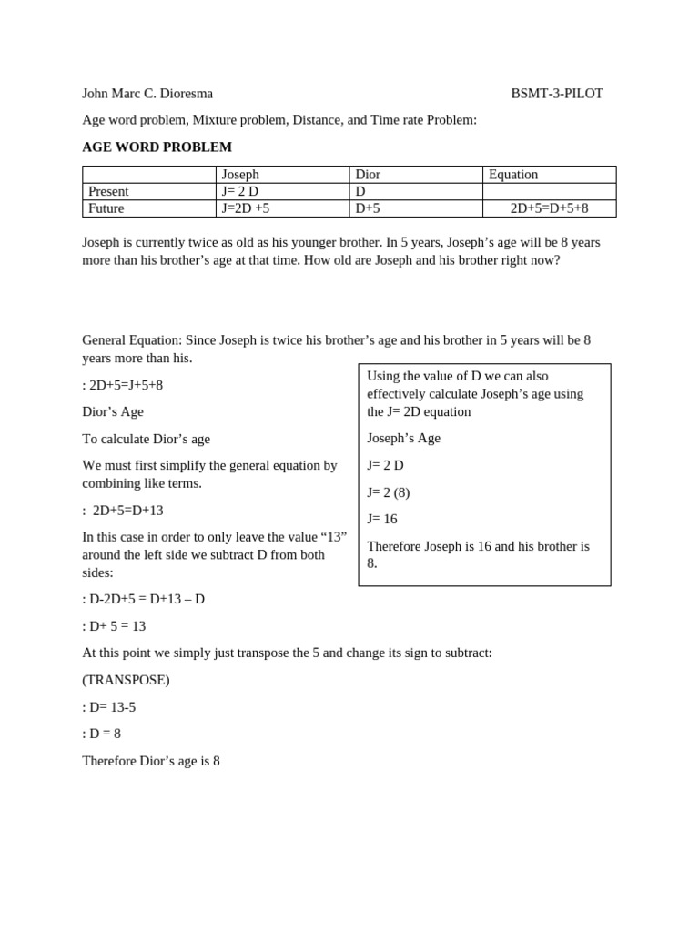 Math Final Task - John Marc C. Dioresma BSMT 3 PILOT | PDF | Speed | Applied Mathematics