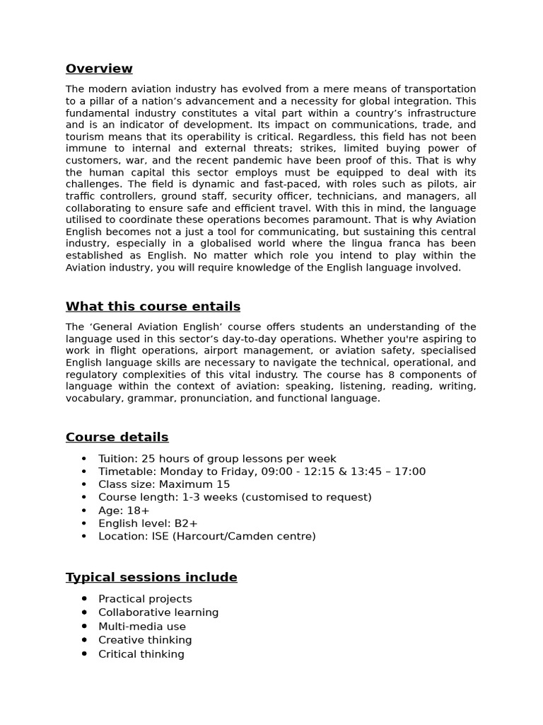 Aviation English | PDF | English Language | Critical Thinking