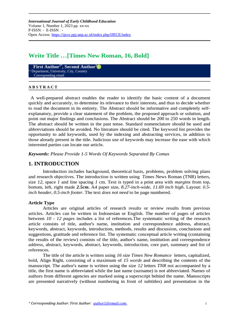 Early Childhood Education Journal 2023 | PDF | Abstract (Summary ...