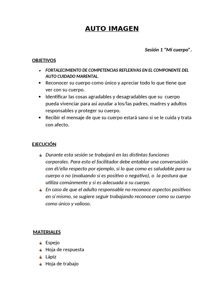 Fortalecimiento de la Autoimagen Corporal | PDF