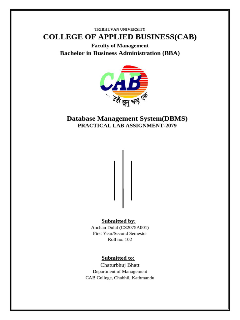 cover page-lab assignment | PDF
