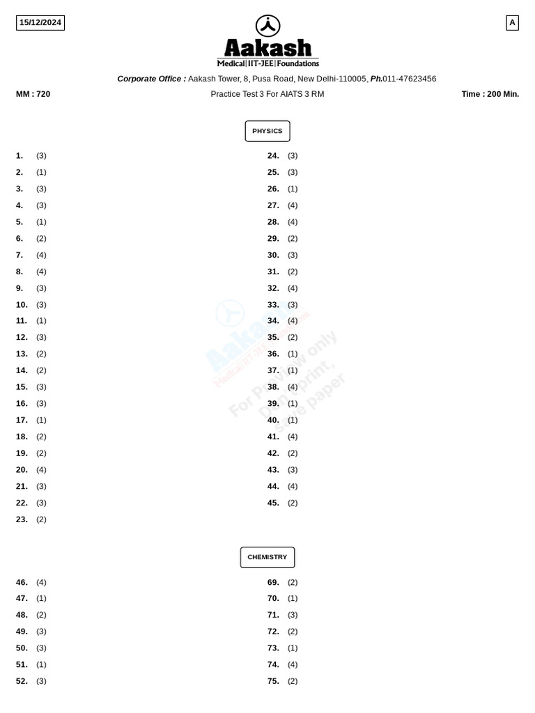 PT-3 RM AIATS-3 SOL | PDF | Metrology | Mass